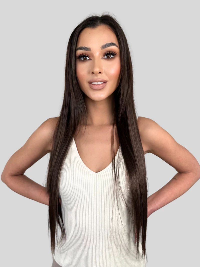 Włosy Syntetyczne Clip In 57 cm 8 taśm #M27/M6P/6 Jasny, chłodny brąz