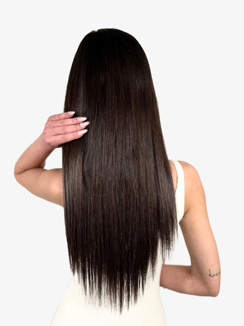 Włosy syntetyczne clip in 50 cm 6 taśm 120 gramów #1 Głęboka czerń - Cameron Hair